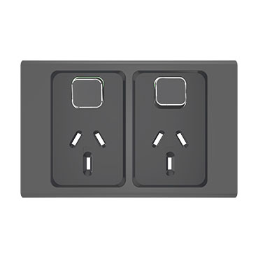 Clipsal Iconic Styl Double Power Point Skin, Horizontal Mount, 250V, 1 ...